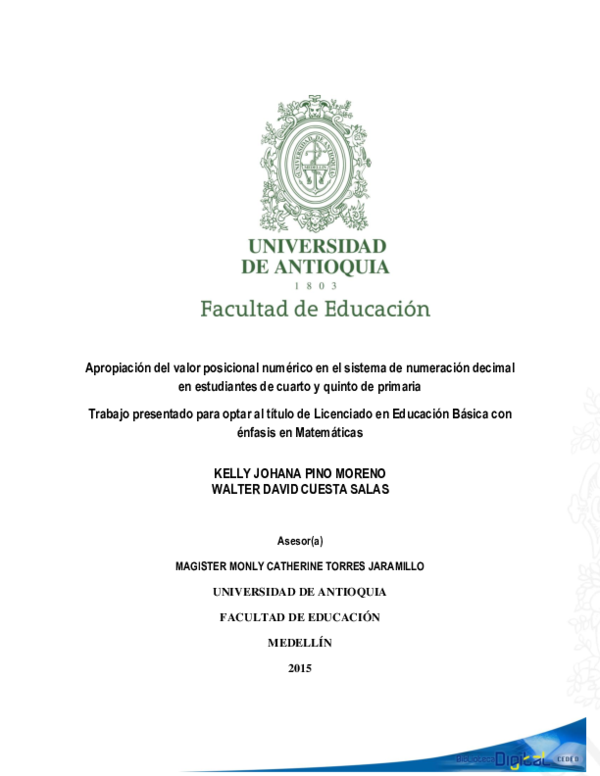 (PDF) Apropiación del valor posicional numérico en el sistema de numeración decimal en ...