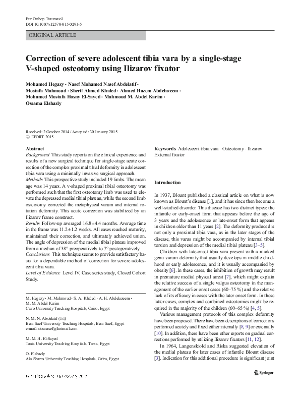 (PDF) Correction of severe adolescent tibia vara by a single-stage V ...