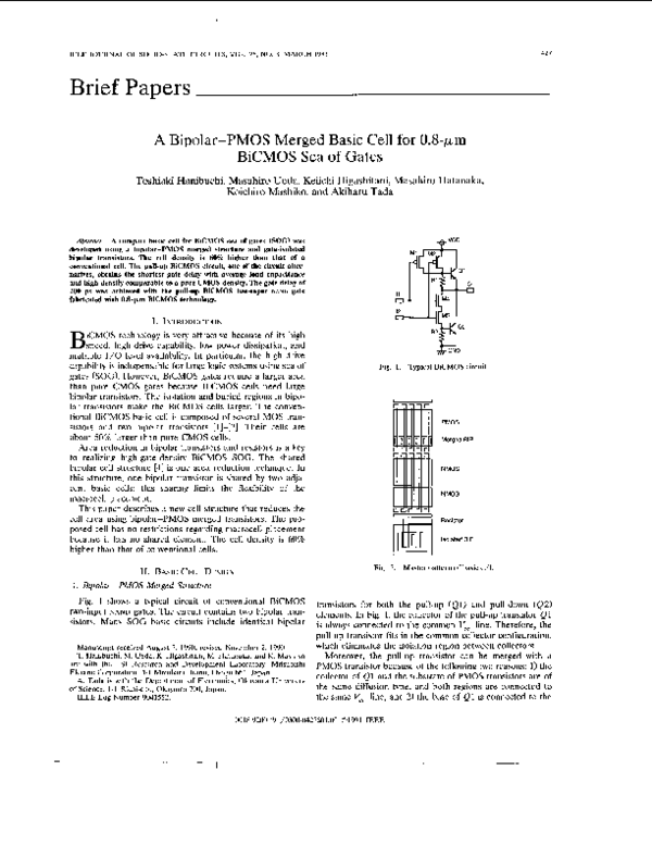 (PDF) A bipolar-PMOS merged basic cell for 0.8 mu m BiCMOS sea of gates