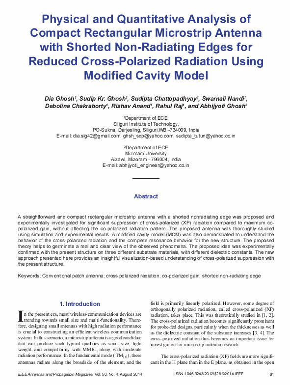 (PDF) Physical and Quantitative Analysis of Compact Rectangular Microstrip Antenna with Shorted ...