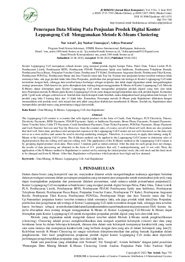 (PDF) Penerapan Data Mining Pada Penjualan Produk Digital Konter Leppangeng Cell Menggunakan ...