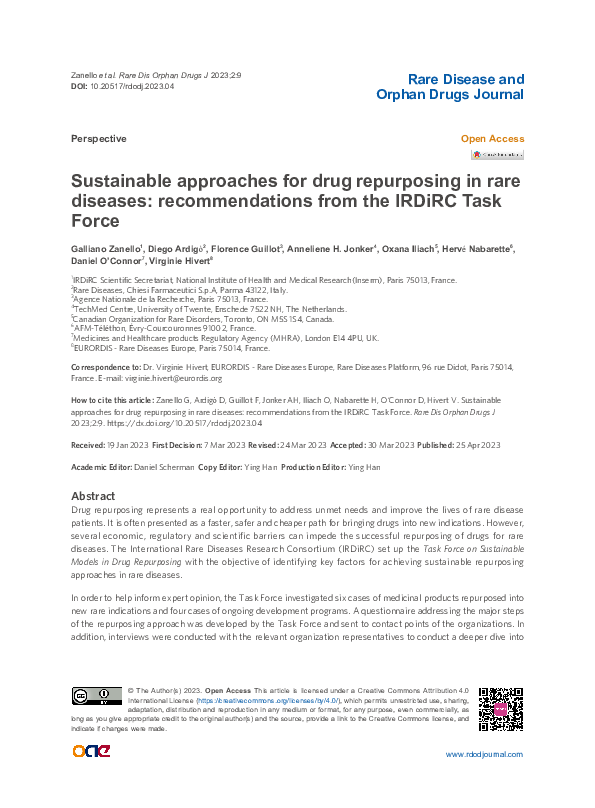 (PDF) Sustainable approaches for drug repurposing in rare diseases ...