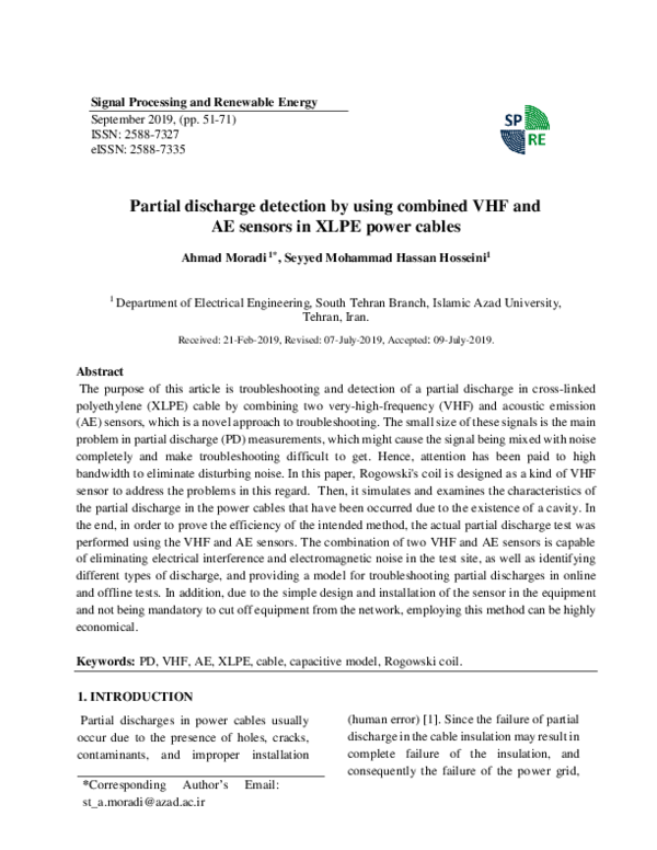 (PDF) Partial discharge detection by using combined VHF and AE sensors ...