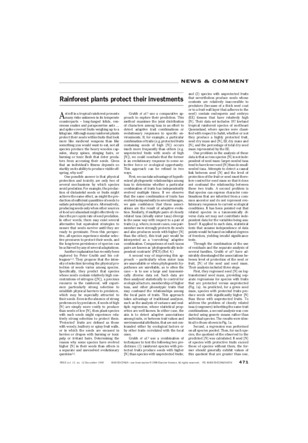 (PDF) Rainforest plants protect their investments