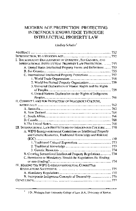 (PDF) Modern Age Protection: Protecting Indigenous Knowledge through ...