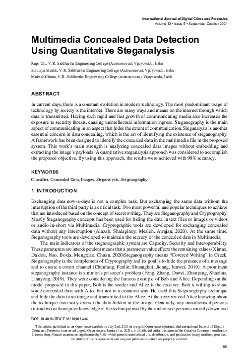 (PDF) Multimedia Concealed Data Detection Using Quantitative Steganalysis
