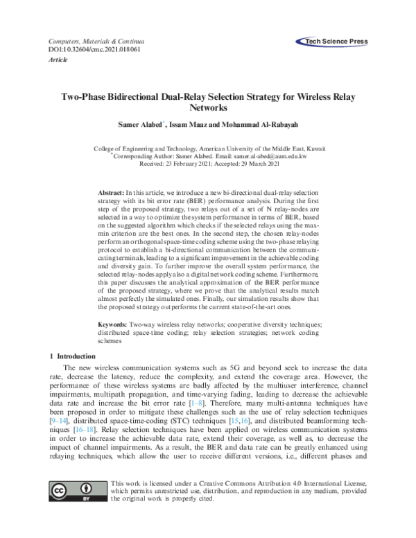 (PDF) Two-Phase Bidirectional Dual-Relay Selection Strategy for Wireless Relay Networks ...