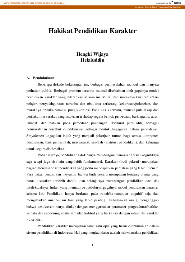 (PDF) Hakikat Pendidikan Karakter