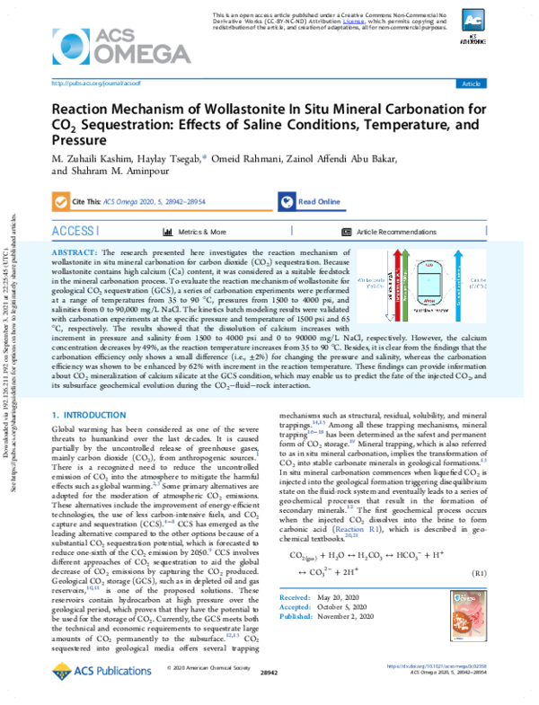 (PDF) Reaction Mechanism of Wollastonite In Situ Mineral Carbonation for CO2 Sequestration ...