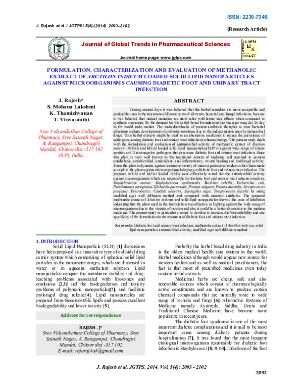 Pdf Formulation Characterization And Evaluation Of An Optimized