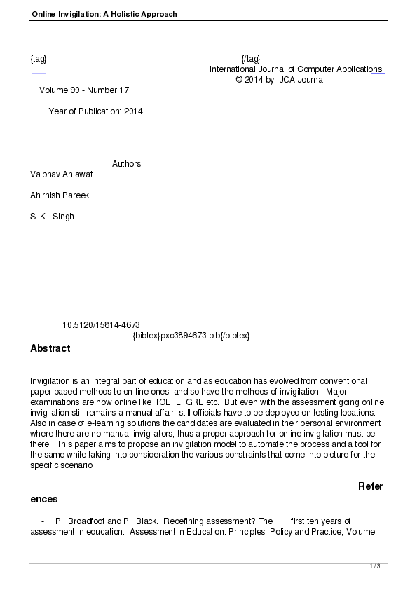 (PDF) Online Invigilation: A Holistic Approach | VAIBHAV AHLAWAT ...