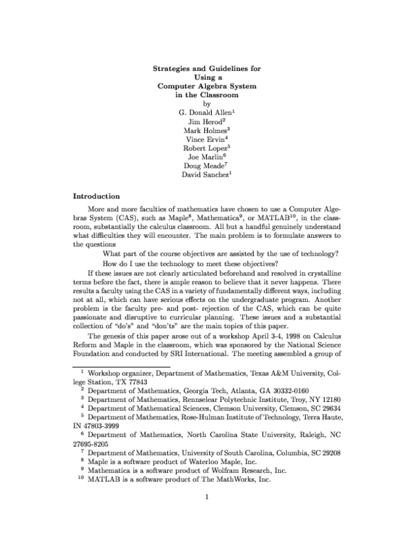 (PDF) Strategies and guidelines for using a computer algebra system in ...