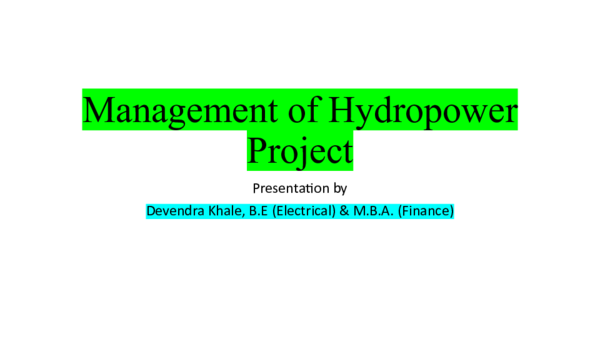 (PPT) Management of Hydropower Projects