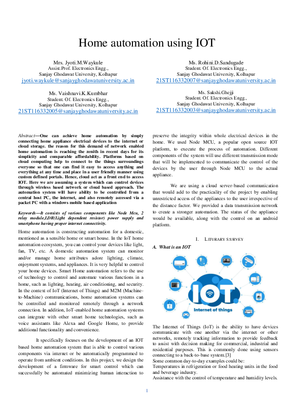 (PDF) Home automation using IOT