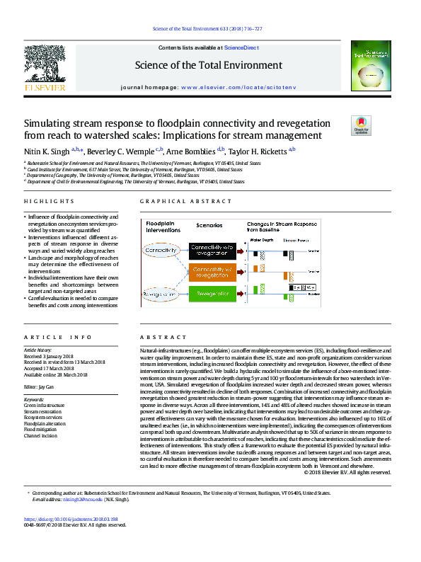(PDF) Simulating stream response to floodplain connectivity and ...