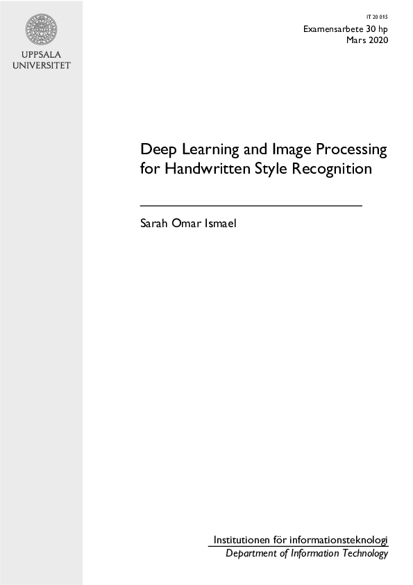 (PDF) Deep Learning and Image Processing for Handwritten Style Recognition