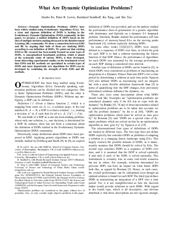 (PDF) What are dynamic optimization problems?