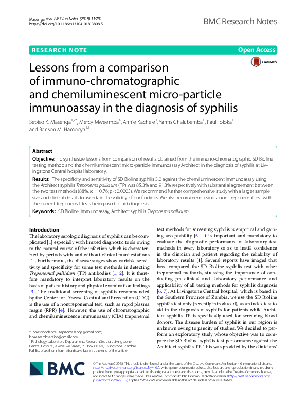 (PDF) Lessons from a comparison of immuno-chromatographic and chemiluminescent micro-particle ...