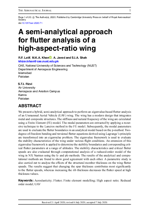 (PDF) A semi-analytical approach for flutter analysis of a high-aspect-ratio wing