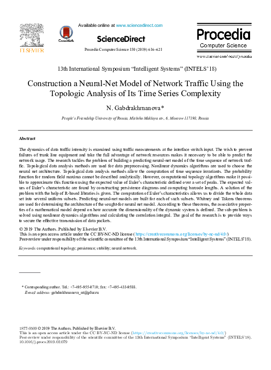 (PDF) Construction a Neural-Net Model of Network Traffic Using the Topologic Analysis of Its ...