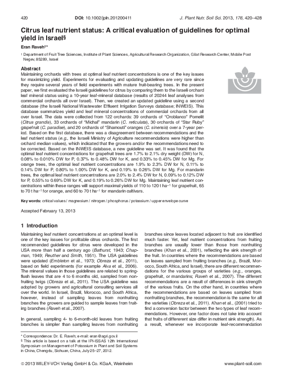 (PDF) Citrus leaf nutrient status: A critical evaluation of guidelines ...