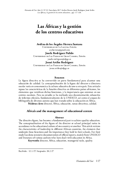 (PDF) Las Áfricas y la gestión de los centros educativos