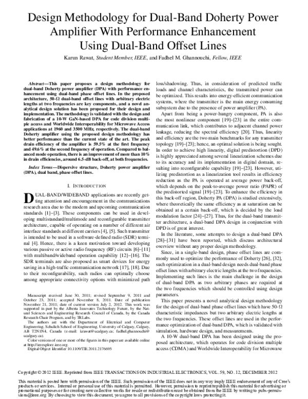 (PDF) Design Methodology for Dual-Band Doherty Power Amplifier With Performance Enhancement ...