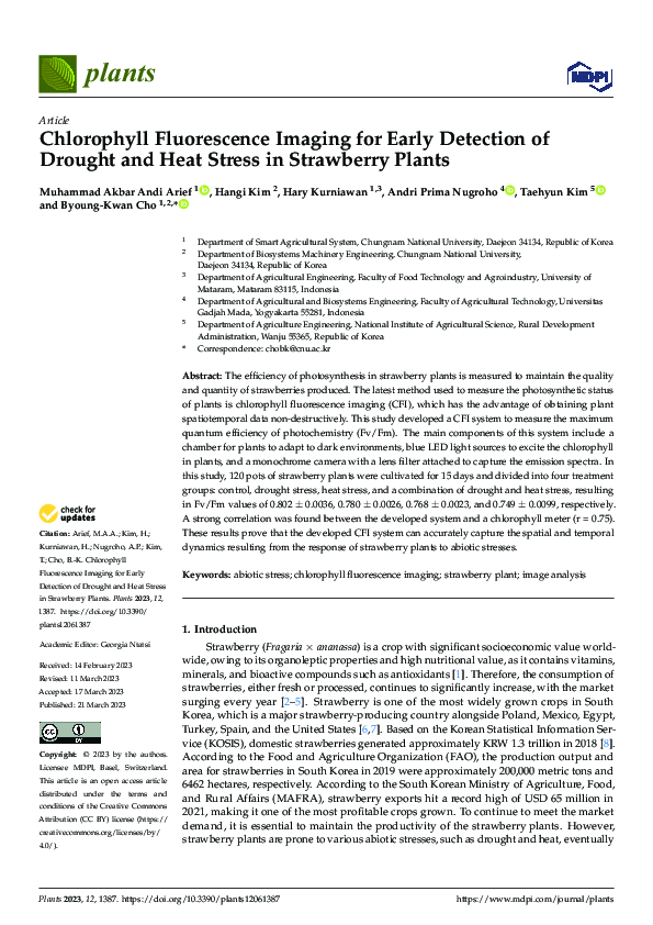 (PDF) Chlorophyll Fluorescence Imaging for Early Detection of Drought and Heat Stress in ...