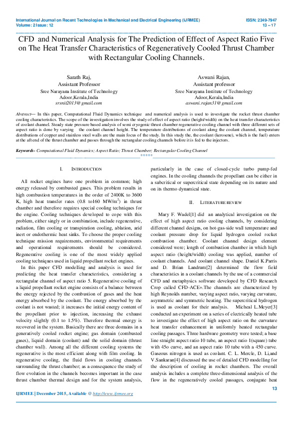 (PDF) CFD and Numerical Analysis for The Prediction of Effect of Aspect ...