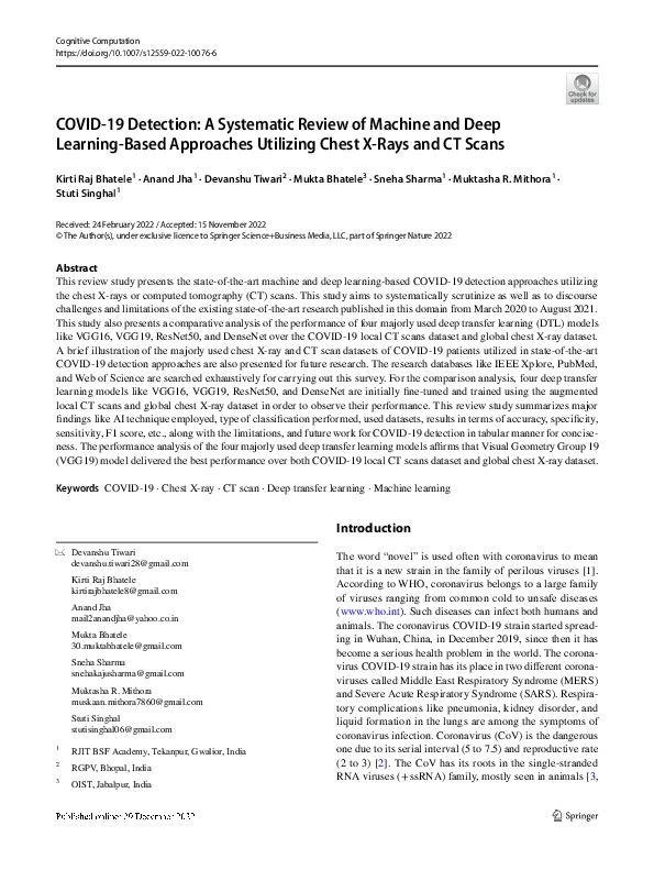 (PDF) COVID-19 Detection: A Systematic Review of Machine and Deep ...