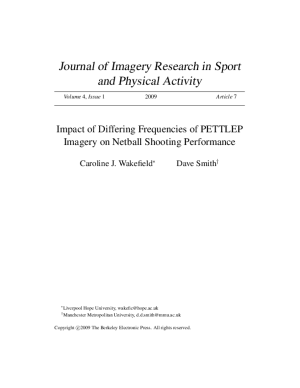 (PDF) Impact of Differing Frequencies of PETTLEP Imagery on Netball ...
