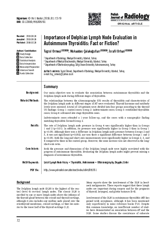 (PDF) Importance of Delphian Lymph Node Evaluation in Autoimmune ...