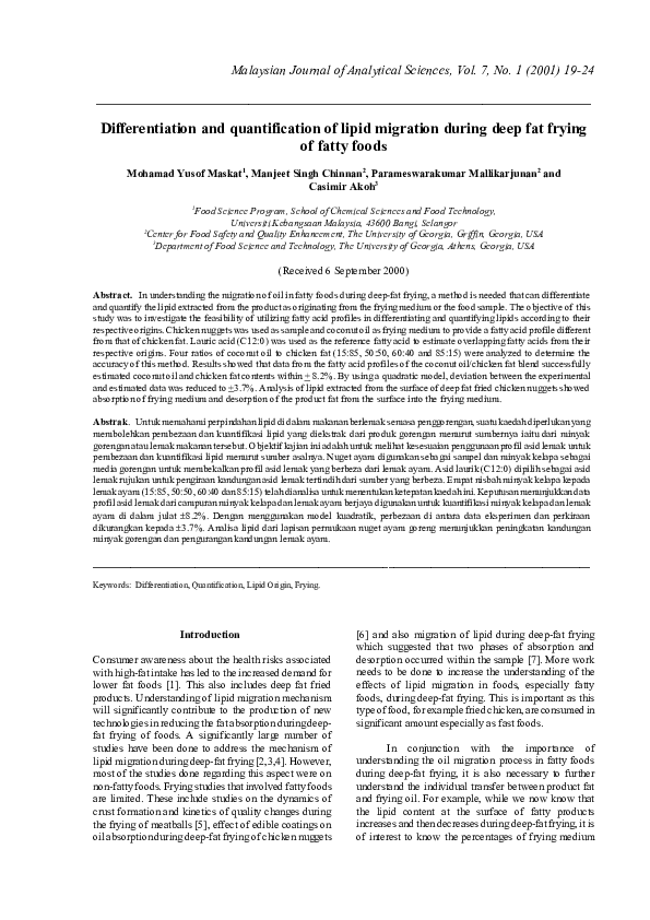 (PDF) Differentiation and quantification of lipid migration during deep ...