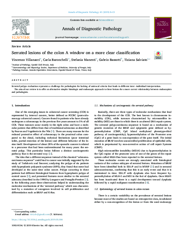 (PDF) Serrated lesions of the colon A window on a more clear classification