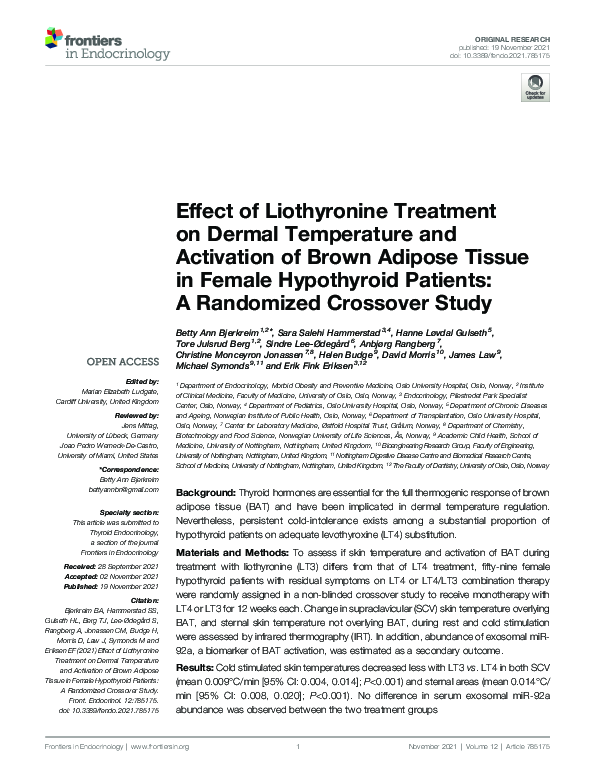 (PDF) Effect of Liothyronine Treatment on Dermal Temperature and ...