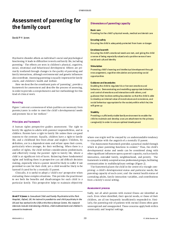 (PDF) Evaluating Parenting in Family Court Assessments