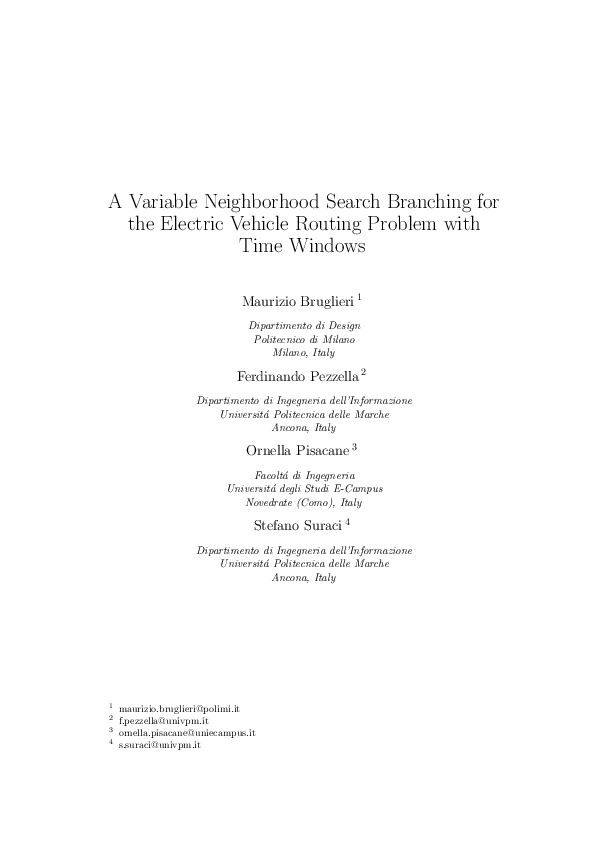 (PDF) A Variable Neighborhood Search Branching for the Electric Vehicle ...