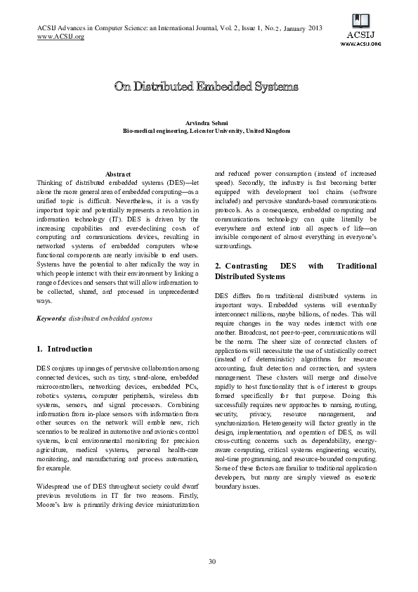 Pdf On Distributed Embedded Systems