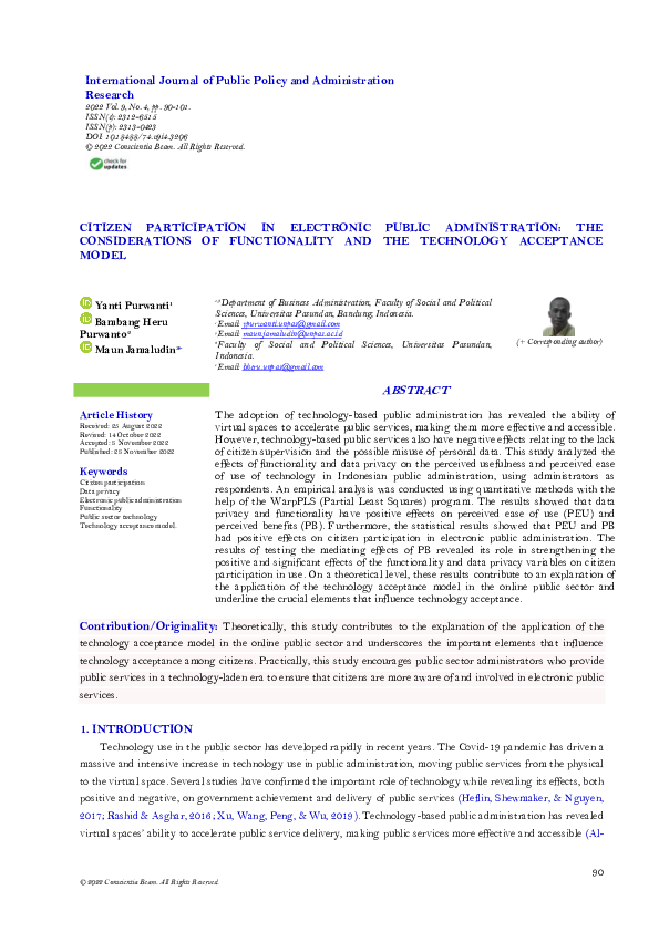 (PDF) Citizen Participation in Electronic Public Administration: The ...