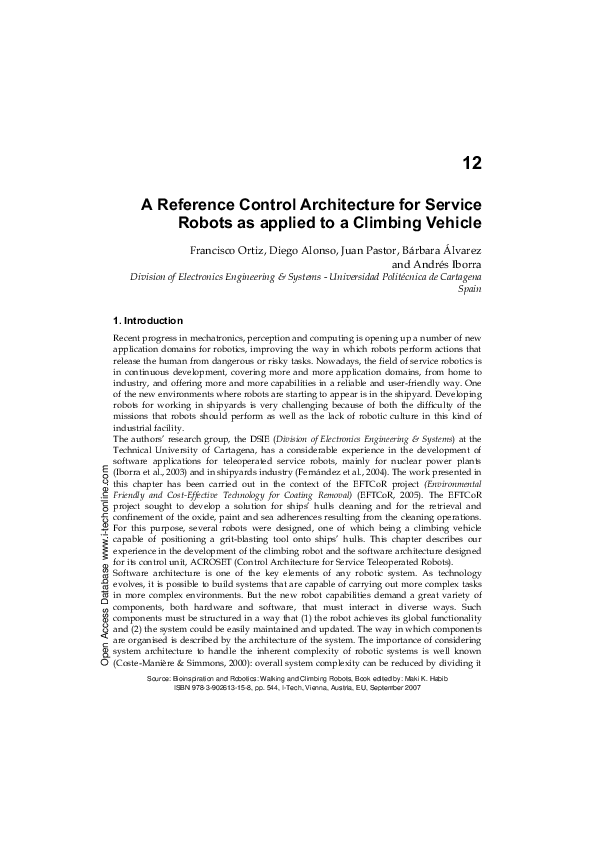 (PDF) A Reference Control Architecture for Service Robots as applied to ...