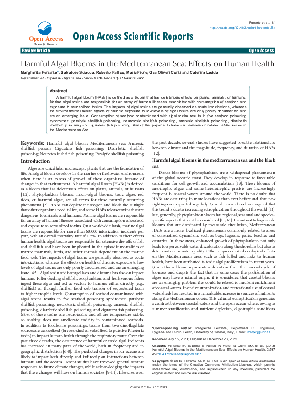 (PDF) Harmful algal blooms in the Mediterranean Sea: Effects on human ...