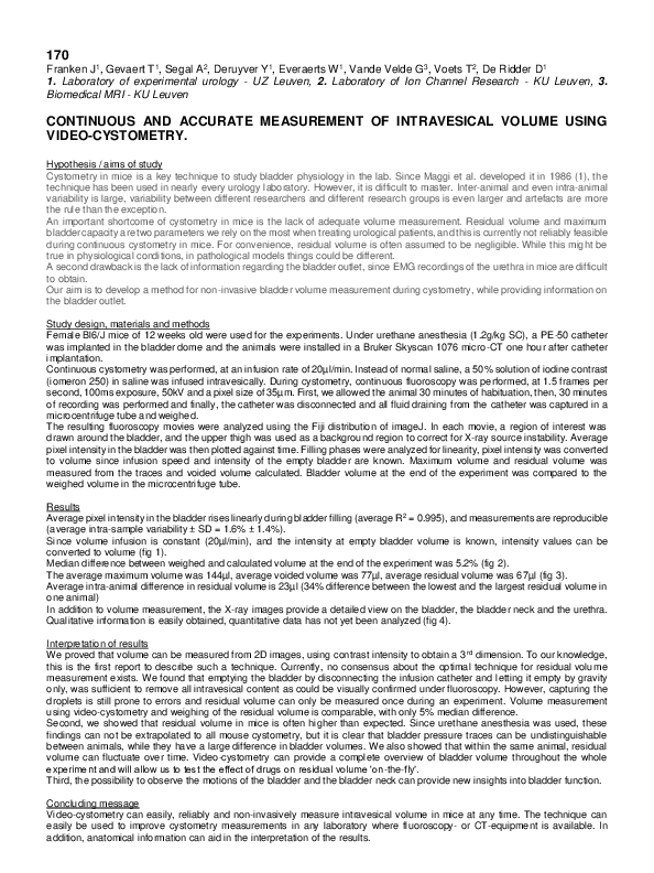 (PDF) Continuous and Accurate Measurement of Intravesical Volume Using ...