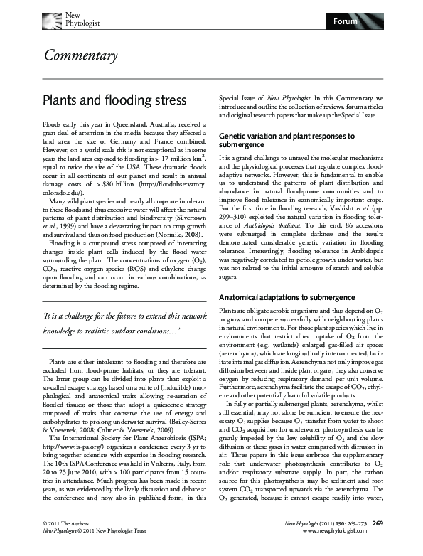 (PDF) Plants and flooding stress