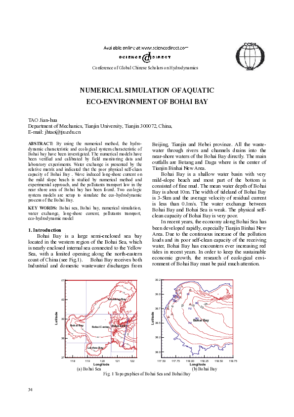 (PDF) Numerical simulation of aquatic Eco-environment of Bohai bay