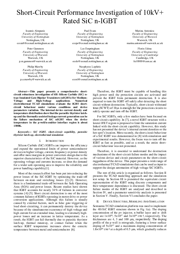(PDF) Short-Circuit Performance Investigation of 10kV+ Rated SiC n-IGBT