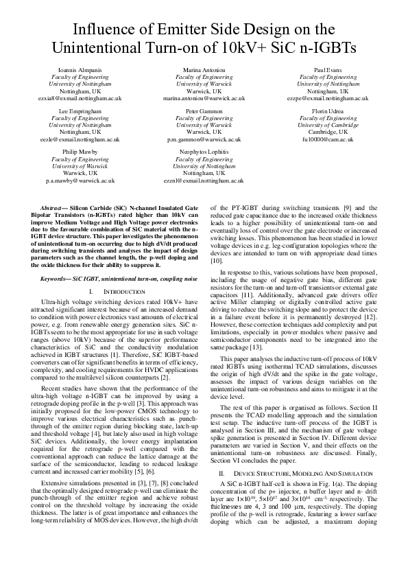 (PDF) Influence of Emitter Side Design on the Unintentional Turn-on of ...