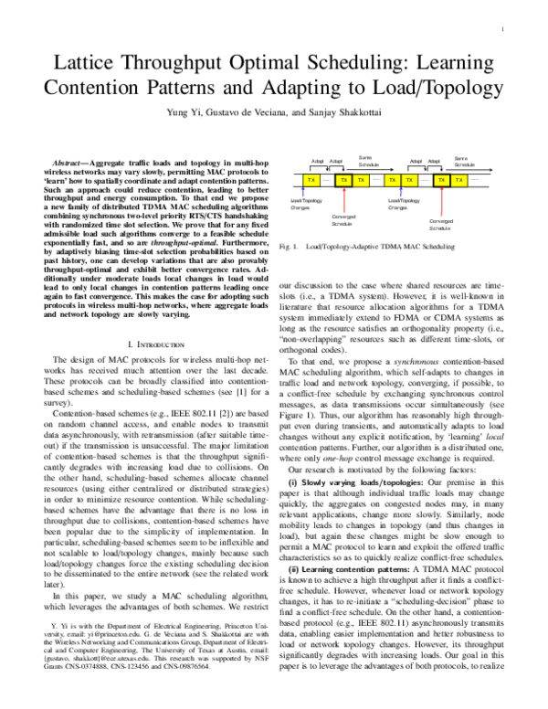 (PDF) Lattice Throughput Optimal Scheduling: Learning Contention ...