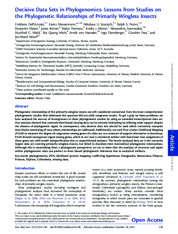 (PDF) Decisive Data Sets in Phylogenomics: Lessons from Studies on the ...