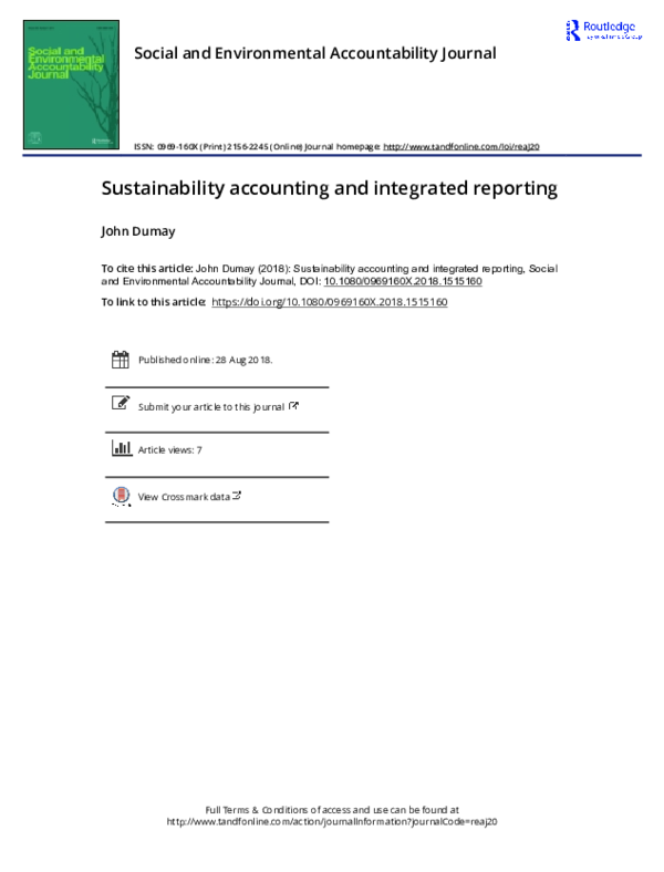 (PDF) Sustainability Accounting and Integrated Reporting