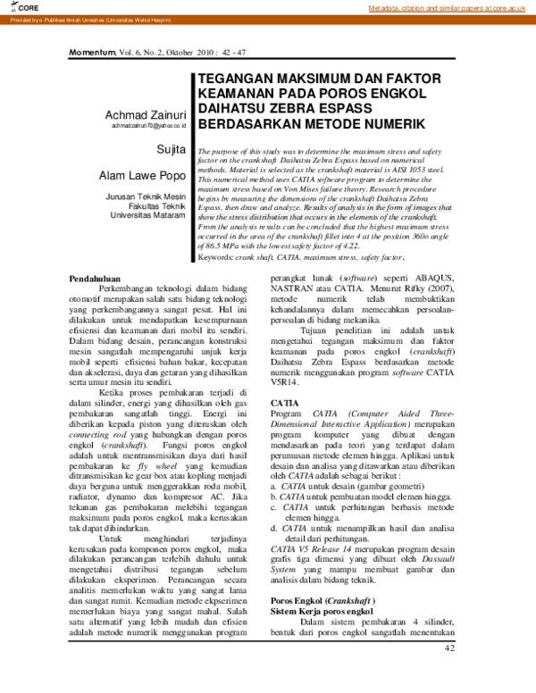 (PDF) Tegangan Maksimum Dan Faktor Keamanan Pada Poros Engkol Daihatsu ...